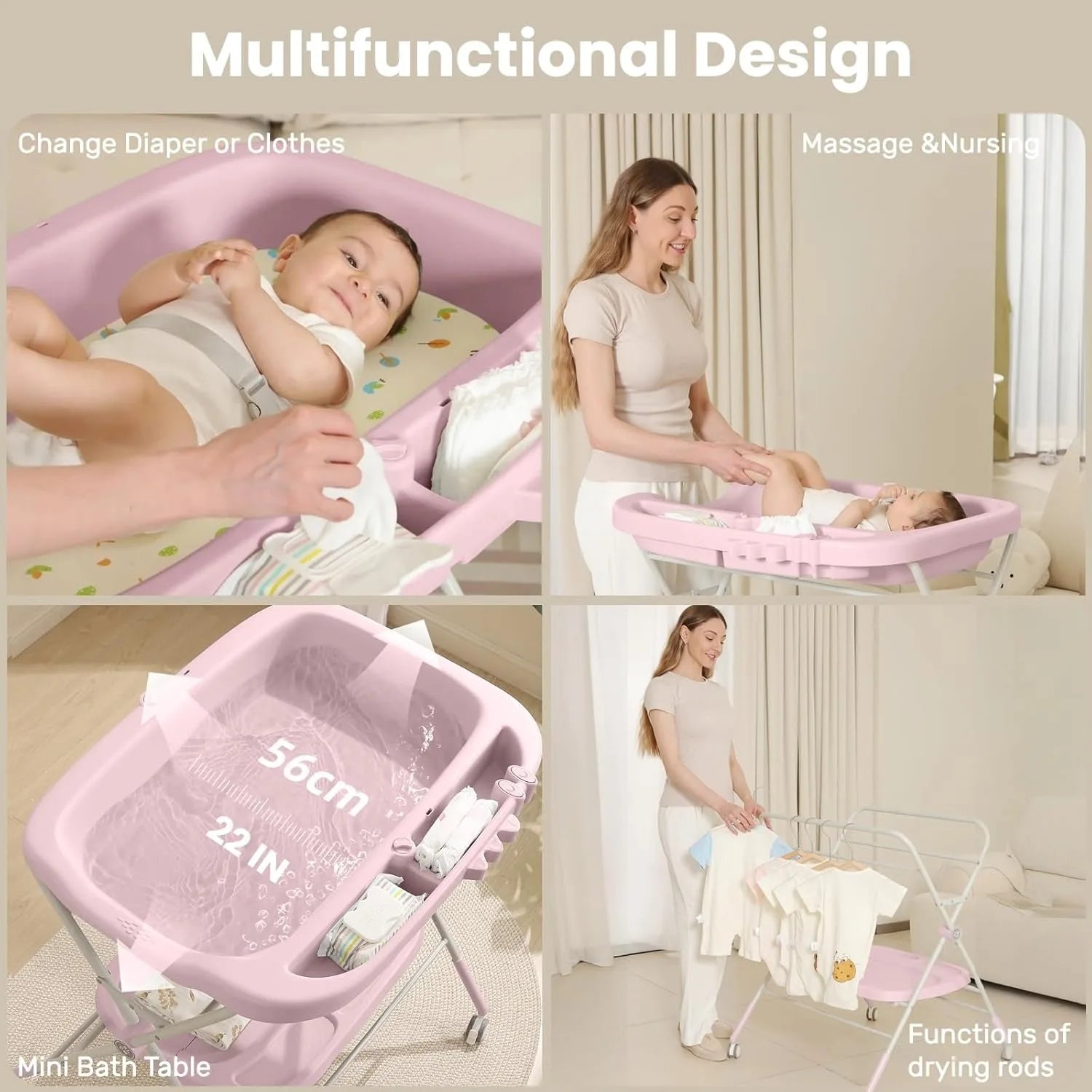 Foldable Baby Changing Table with Wheels – Infanting